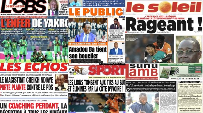 La « Une » des journaux sénégalais du mardi 30 Janvier 2024 - Notre ...